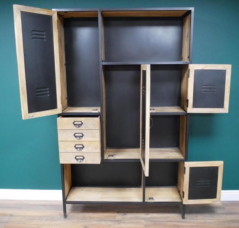 Extra Large Iron & Mango Wood Cabinet | Black Country Metalworks