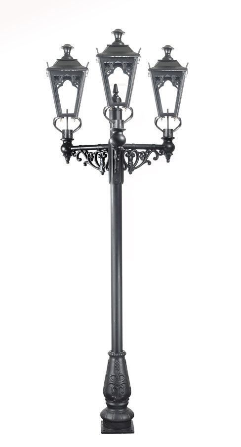 Triple Headed Gothic Style Lamp Post Set | Black Country Metalworks