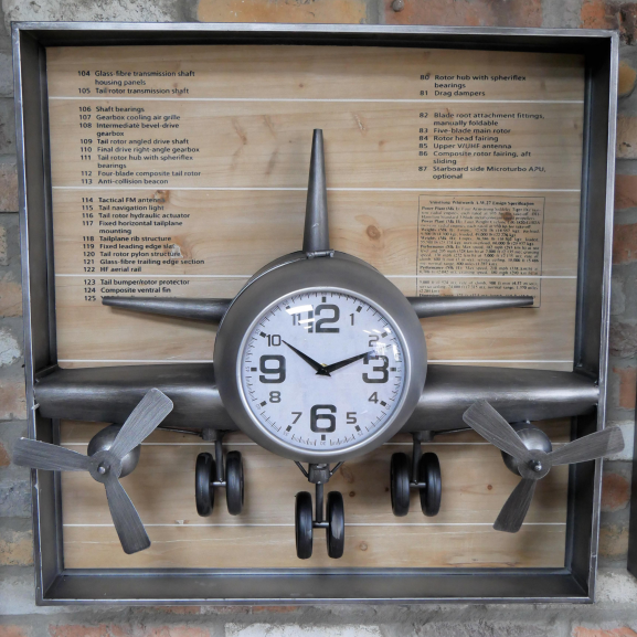 Airplane Diagram Wall Clock | Black Country Metalworks