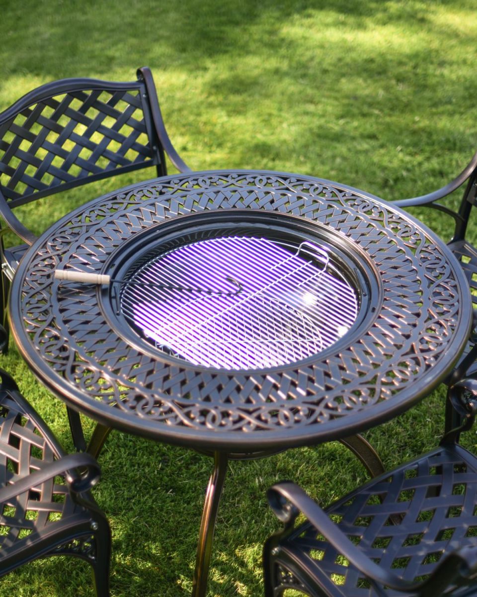 Antique Copper "Round Robin" Four Seater Table & Chair Set with BBQ ...