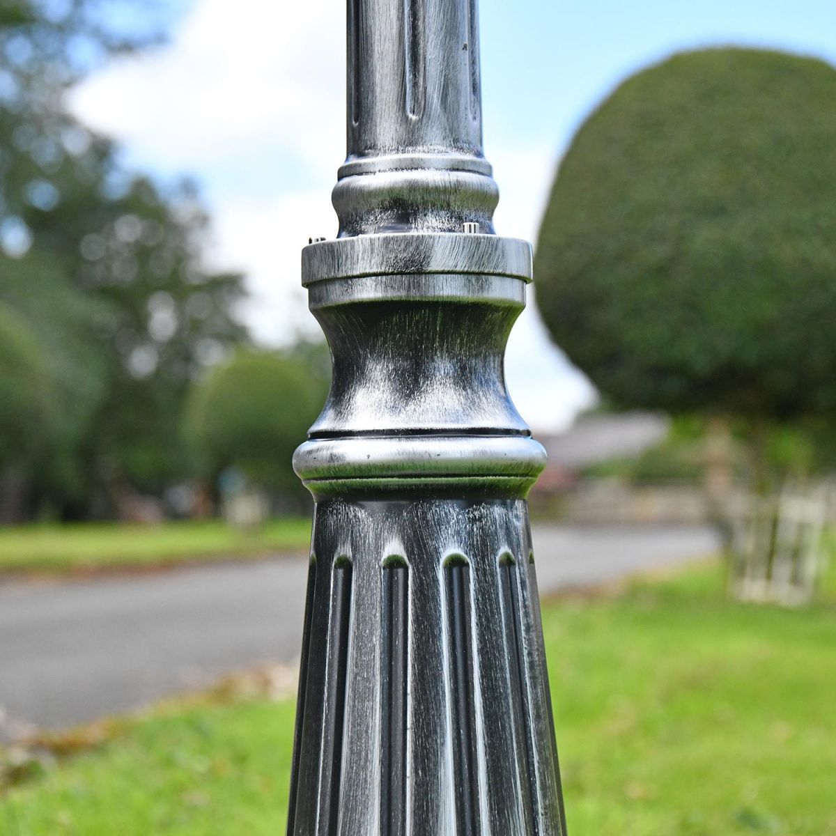 "Marsden" Antique Silver Double Head Lamp Post 2.3m | Black Country ...