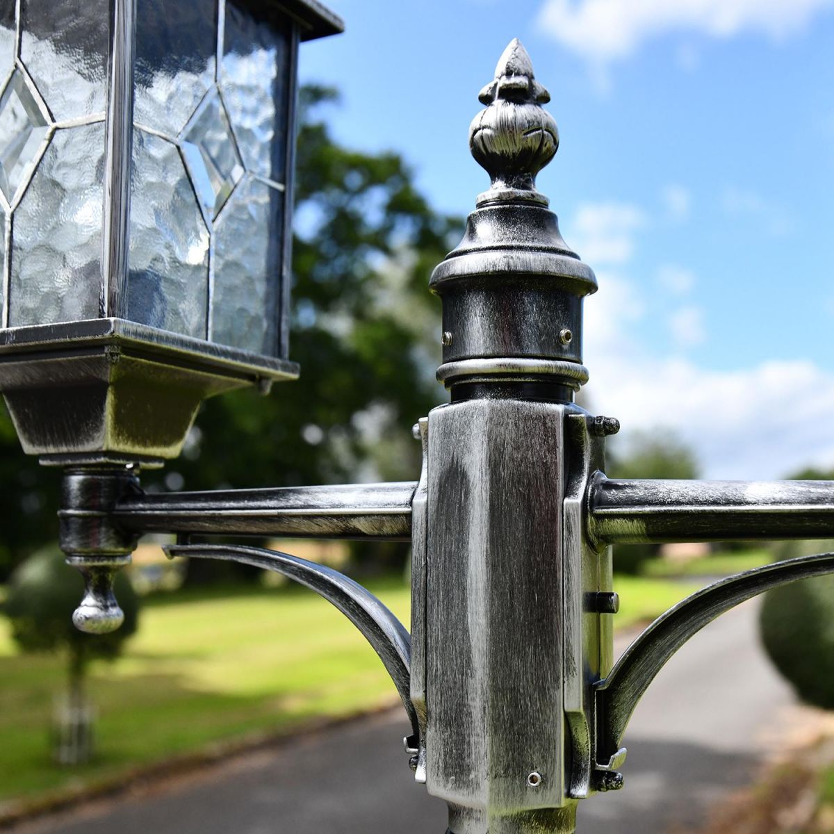 "Marsden" Antique Silver Double Head Lamp Post 2.3m | Black Country ...