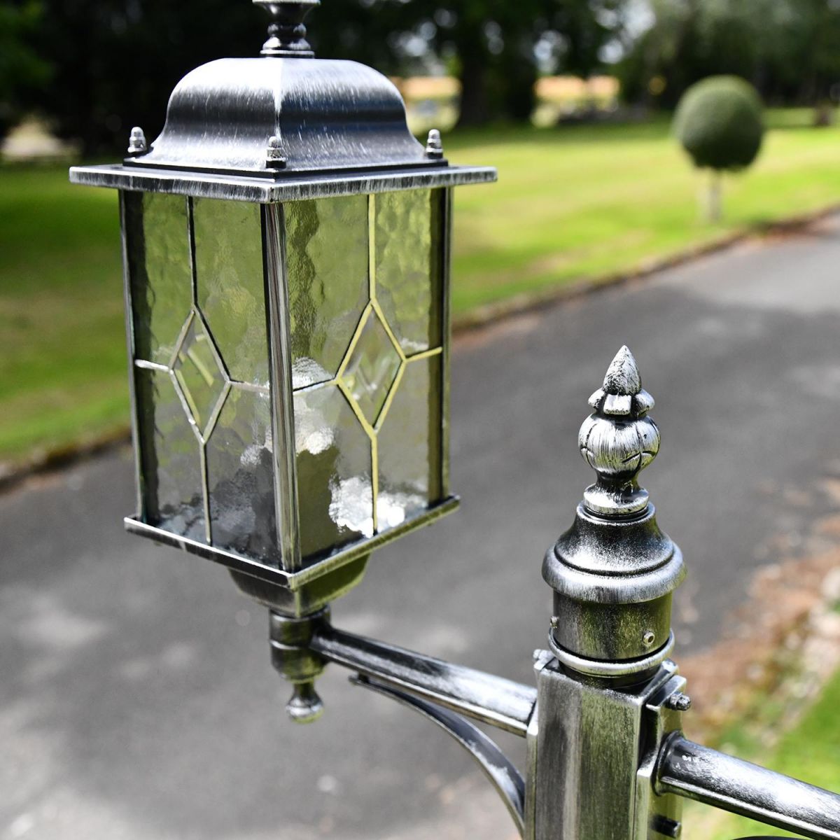"Marsden" Antique Silver Double Head Lamp Post 2.3m | Black Country ...