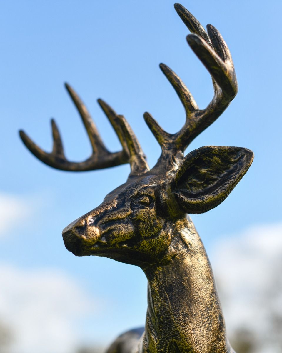 Brushed Gold 'Optine' Standing Buck Sculpture - 63cm | Black Country ...
