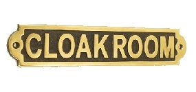 Solid Brass "Cloakroom" information sign | Black Country Metalworks