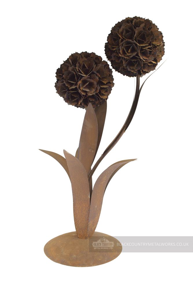 Dual Flower Rustic Garden Sculpture | Black Country Metalworks