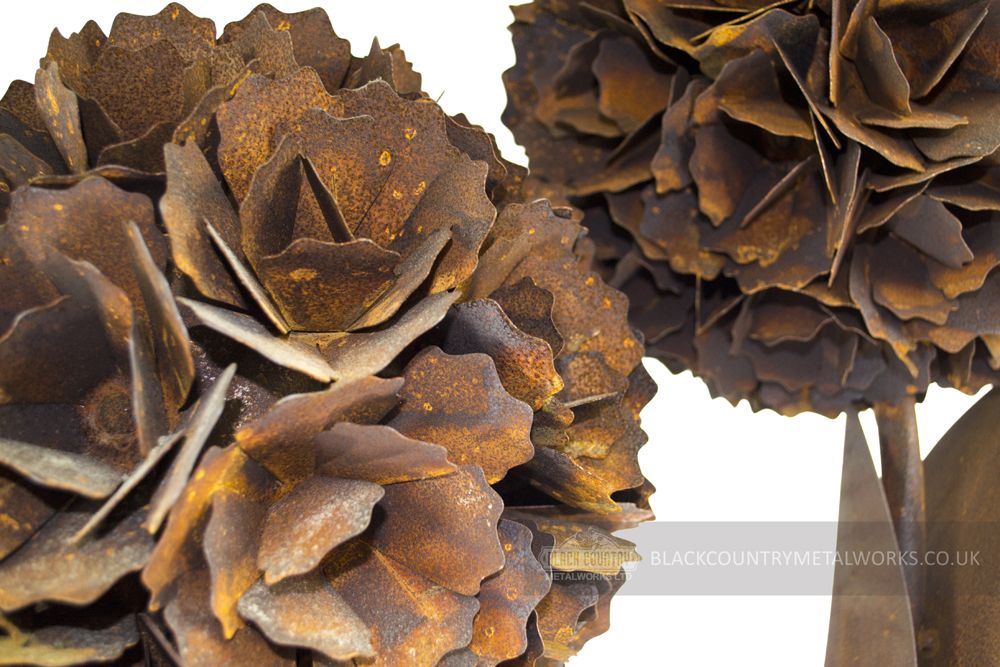 Dual Flower Rustic Garden Sculpture | Black Country Metalworks