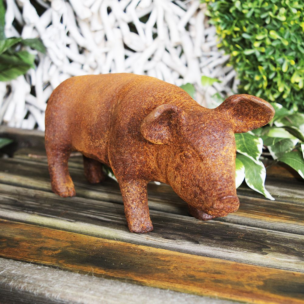 Small Rustic Cast Iron Pig Sculpture | Black Country Metalworks
