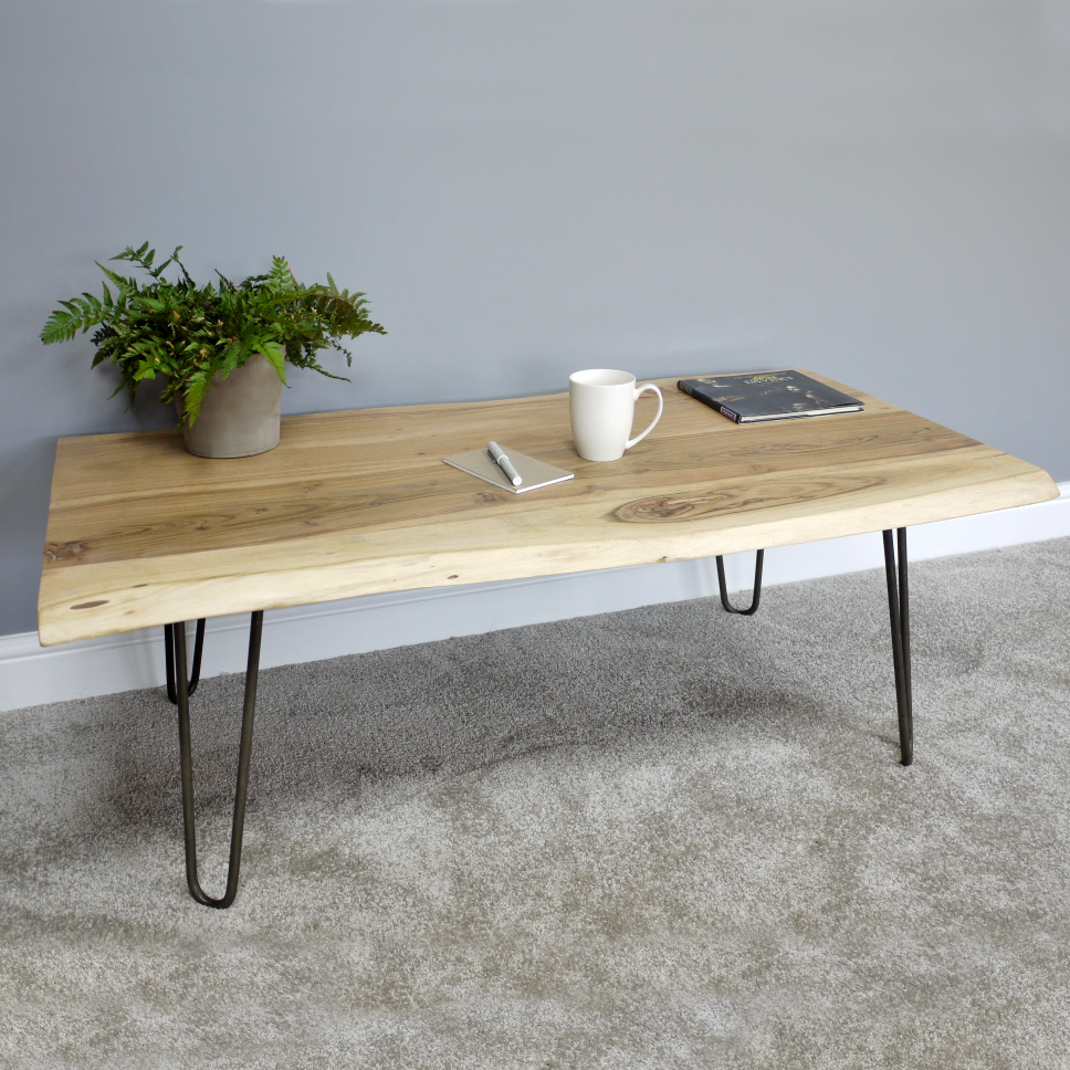 Simplistic Wood Iron Coffee Table Black Country Metalworks