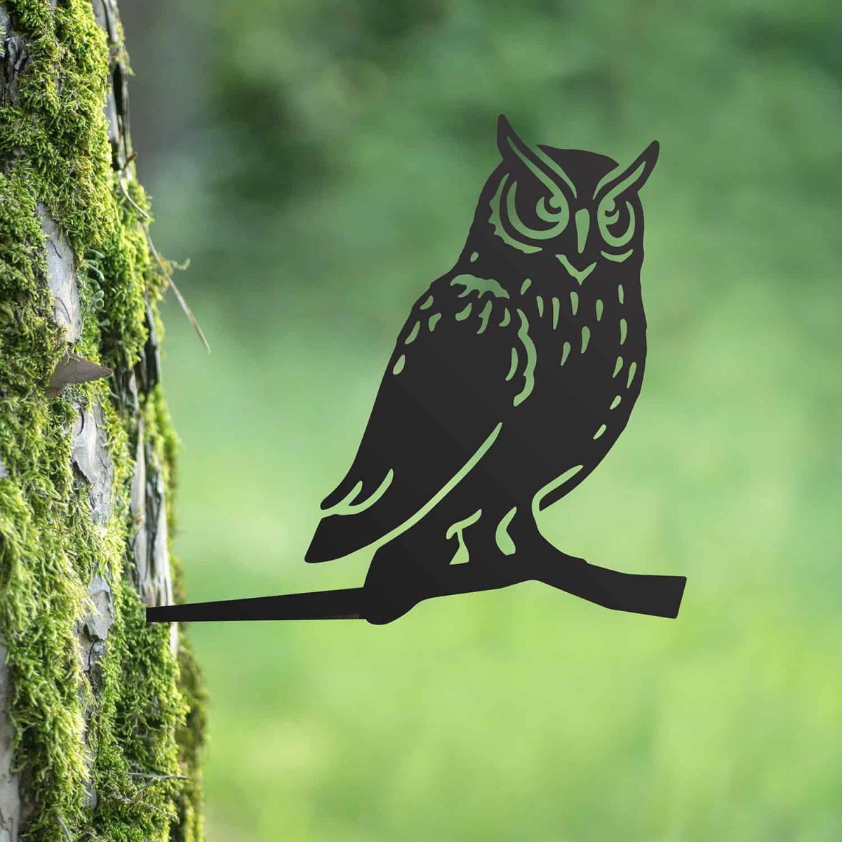 Steel Great Horned Owl Tree Spike - Black | Black Country Metalworks