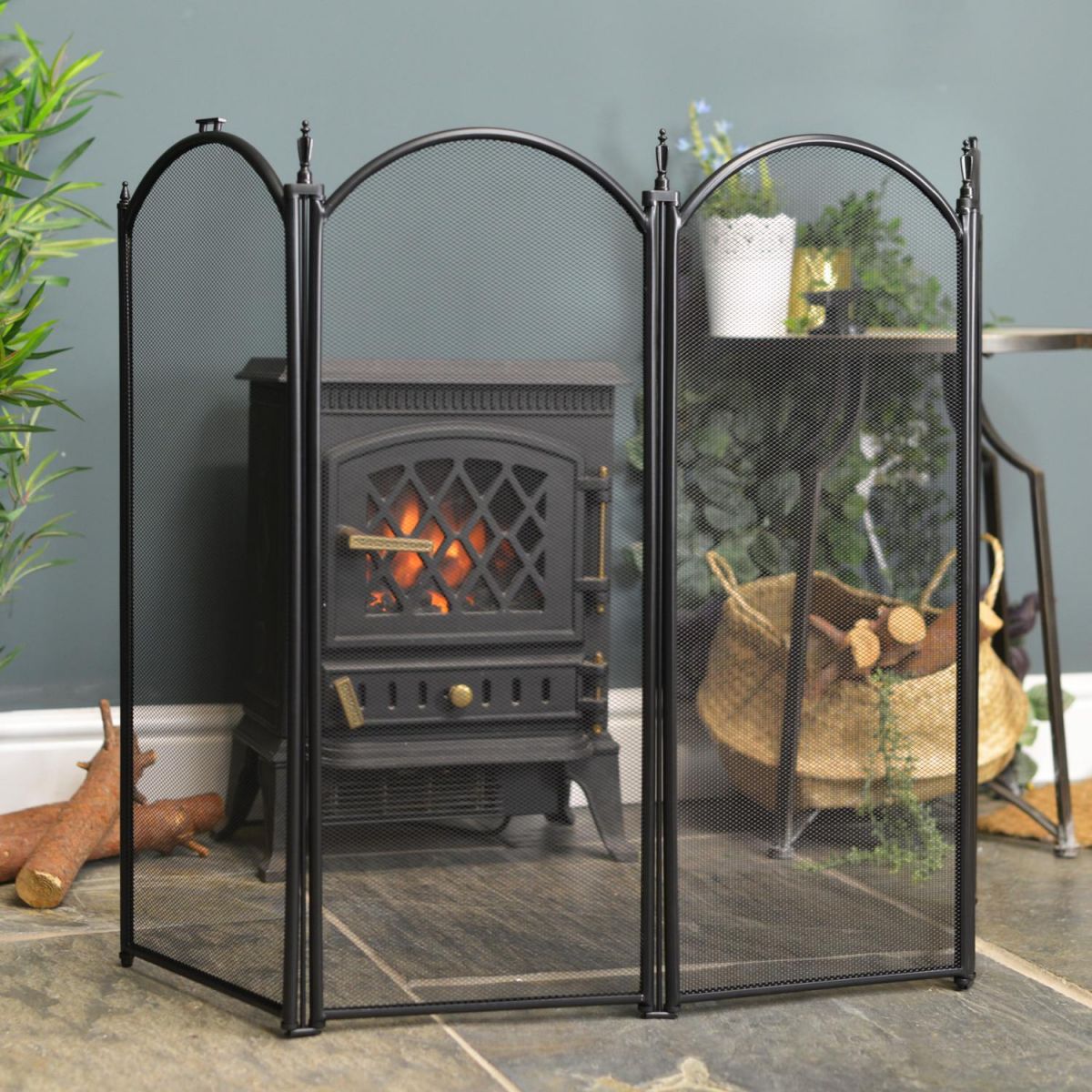 "The Gillingham" Extra Large Black Four Fold Fire Guard | Black Country ...
