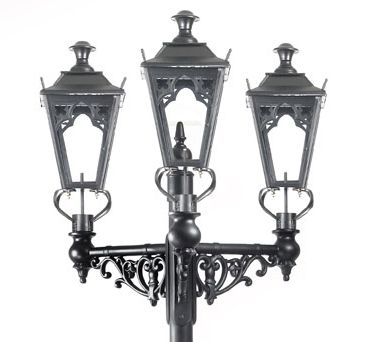 Triple Headed Gothic Style Lamp Post Set | Black Country Metalworks