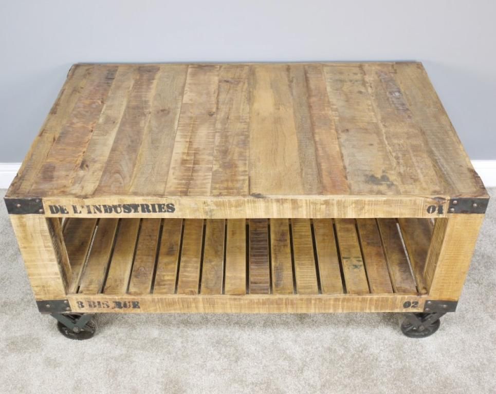 Industrial Coffee Table with Wheels Black Country Metalworks