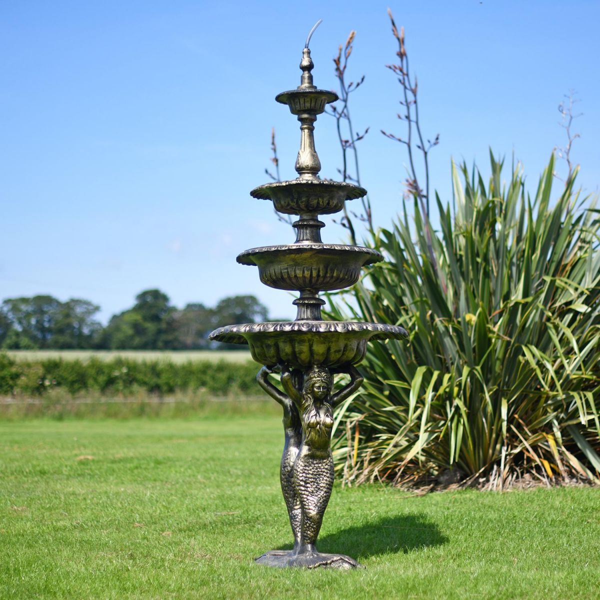 4 Tier Mermaid Garden Fountain | Black Country Metalworks