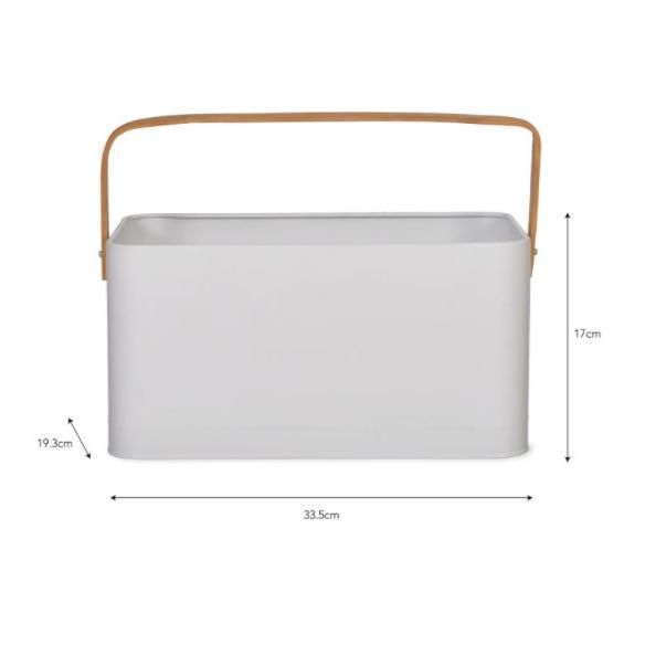 White Storage Bucket with Bamboo Handle | Black Country Metalworks